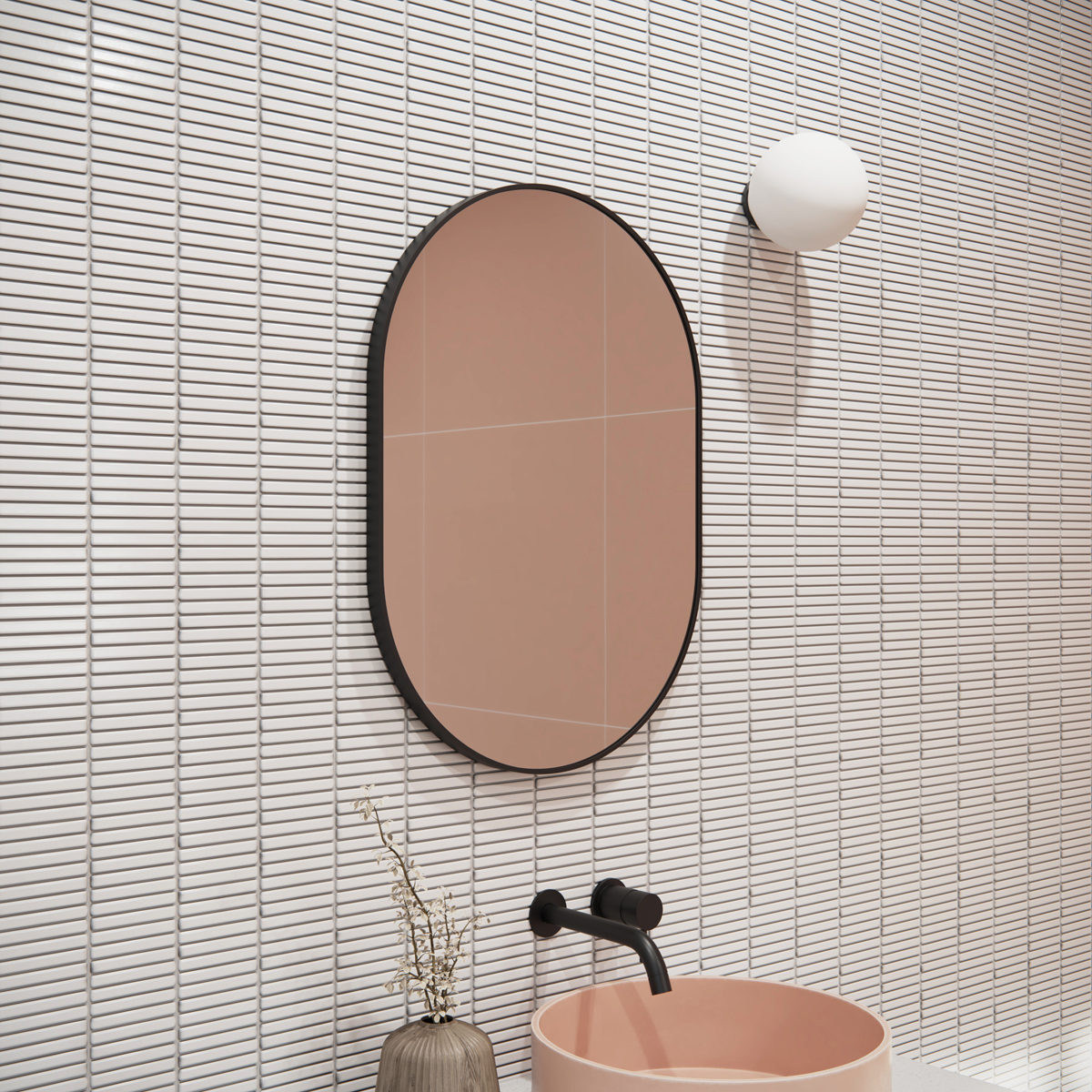 Inara - Steel Frame Pill Shape Mirror | GlassWarehouse.us