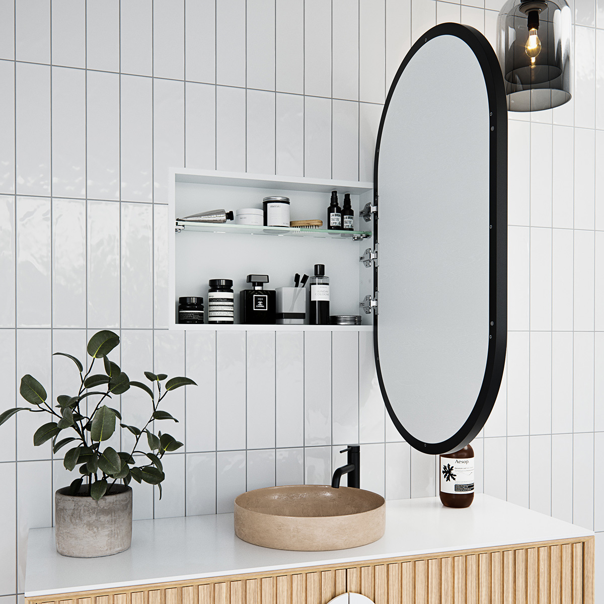 Nia - Steel Frame Pill Medicine Cabinet | GlassWarehouse.us