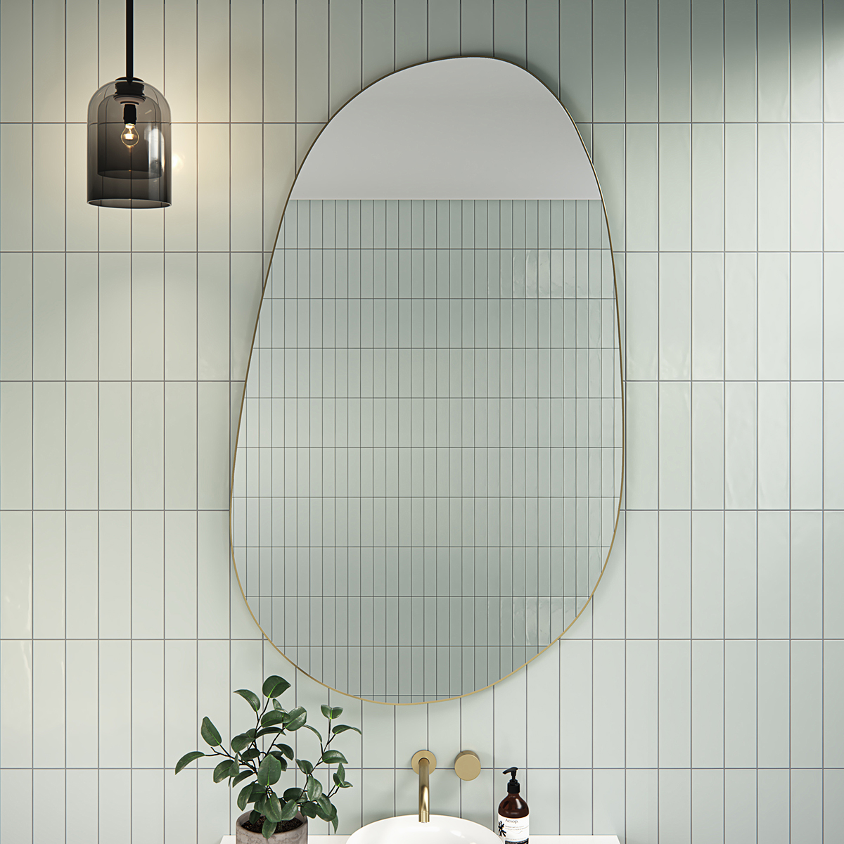 Starla - Steel Frame Pebble Shape Mirror - GlassWarehouse.us