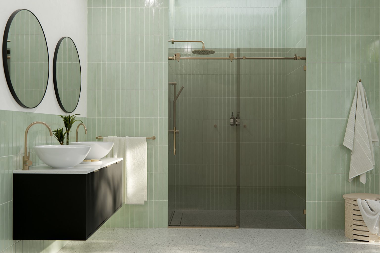 Equinox - Shower Round Slider Gray Tint - GlassWarehouse.us