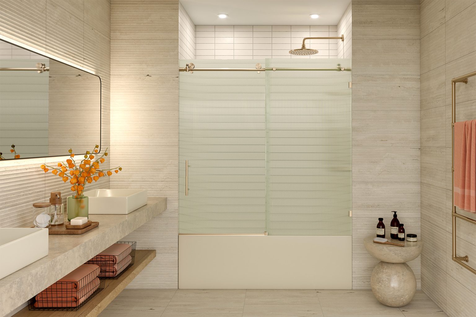 Galaxy - Bathtub Fluted Round Slider Door | GlassWarehouse.us