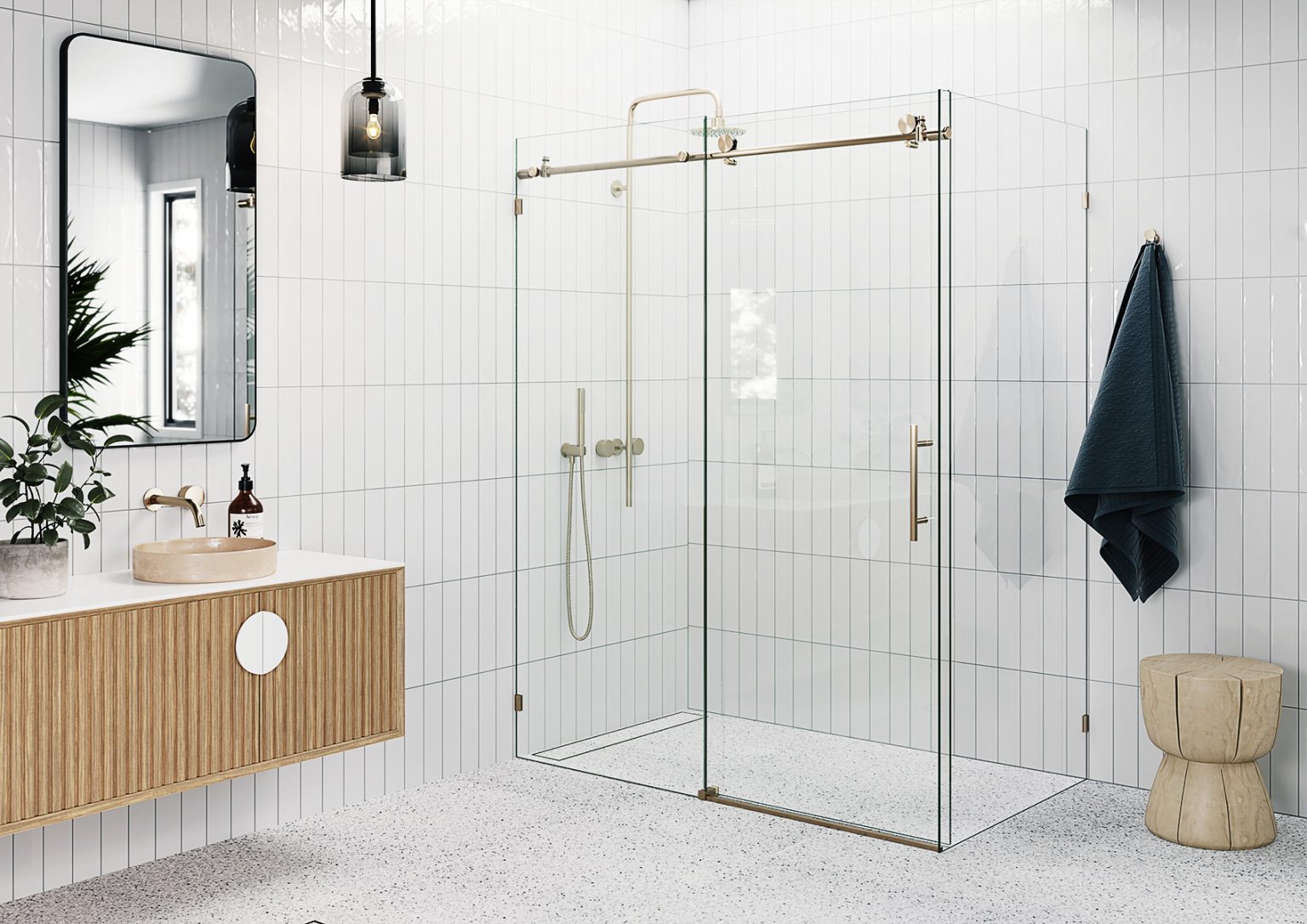 Nova - Shower 90° Round Slider Door | GlassWarehouse.us